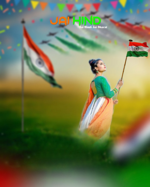 Jhanda 15 August Independence Day Background Girl Hd Photo | KREditings