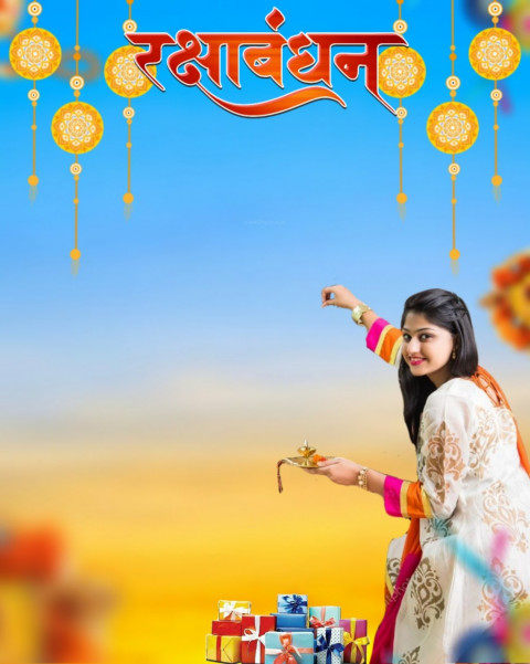Happy Raksha Bandhan Background With Sister For Rakhi Picsart Photo | KREditings