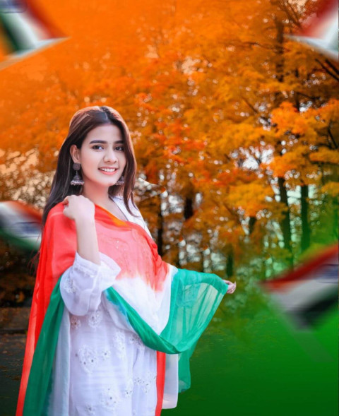 Independence Day Cute Girl With Flag Editing Snapseed Background ...