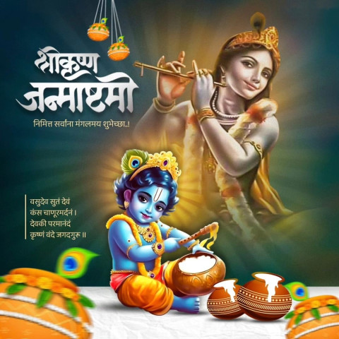 Krishna Janmashtami Marathi Banner Editing HD Images Pics | KREditings