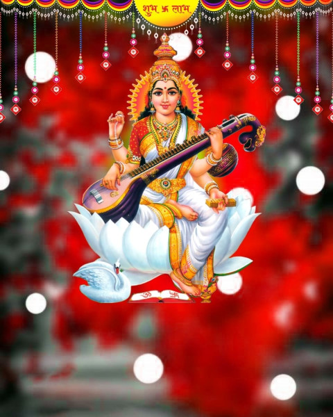 Vasant Panchami Saraswati Puja Editing Red Background HD | KREditings